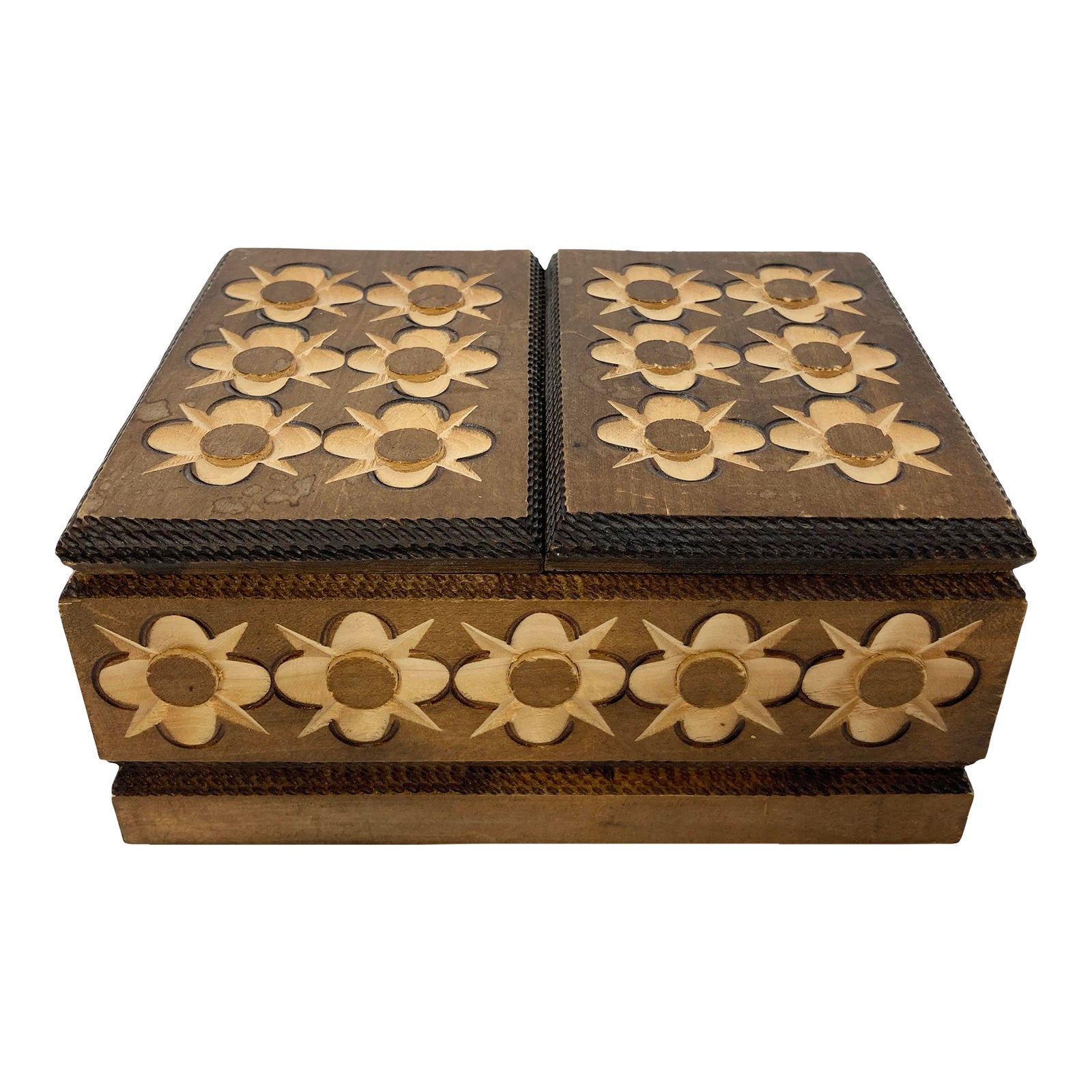 Vintage Hand-Carved Polish Wooden Trinket Box | Chairish