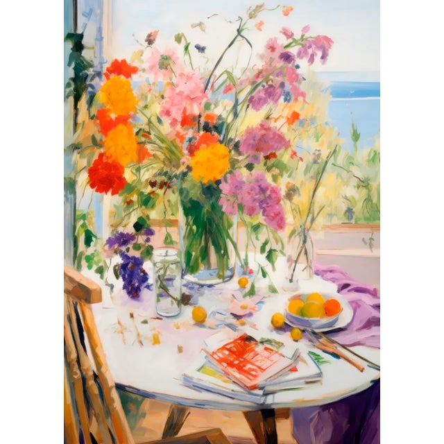 Seaside Blooms and Citrus Still Life Art Print, 9"x12" | Chairish