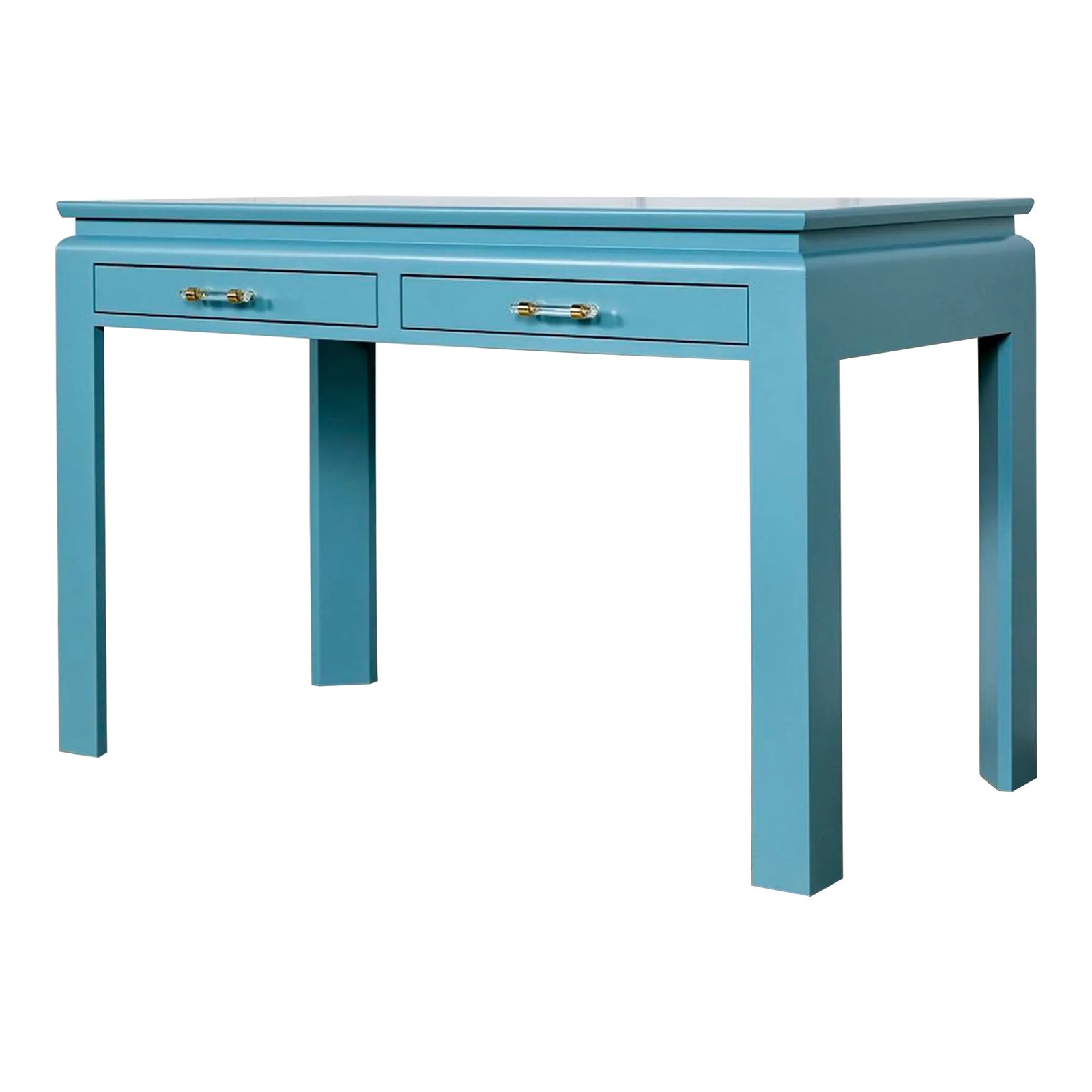 Modern Ming Writing Desk Custom Built and Lacquered Aegean Teal | Chairish