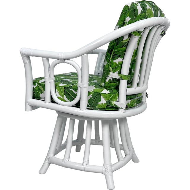 4 Swiveling Rattan Dining Chairs | Chairish