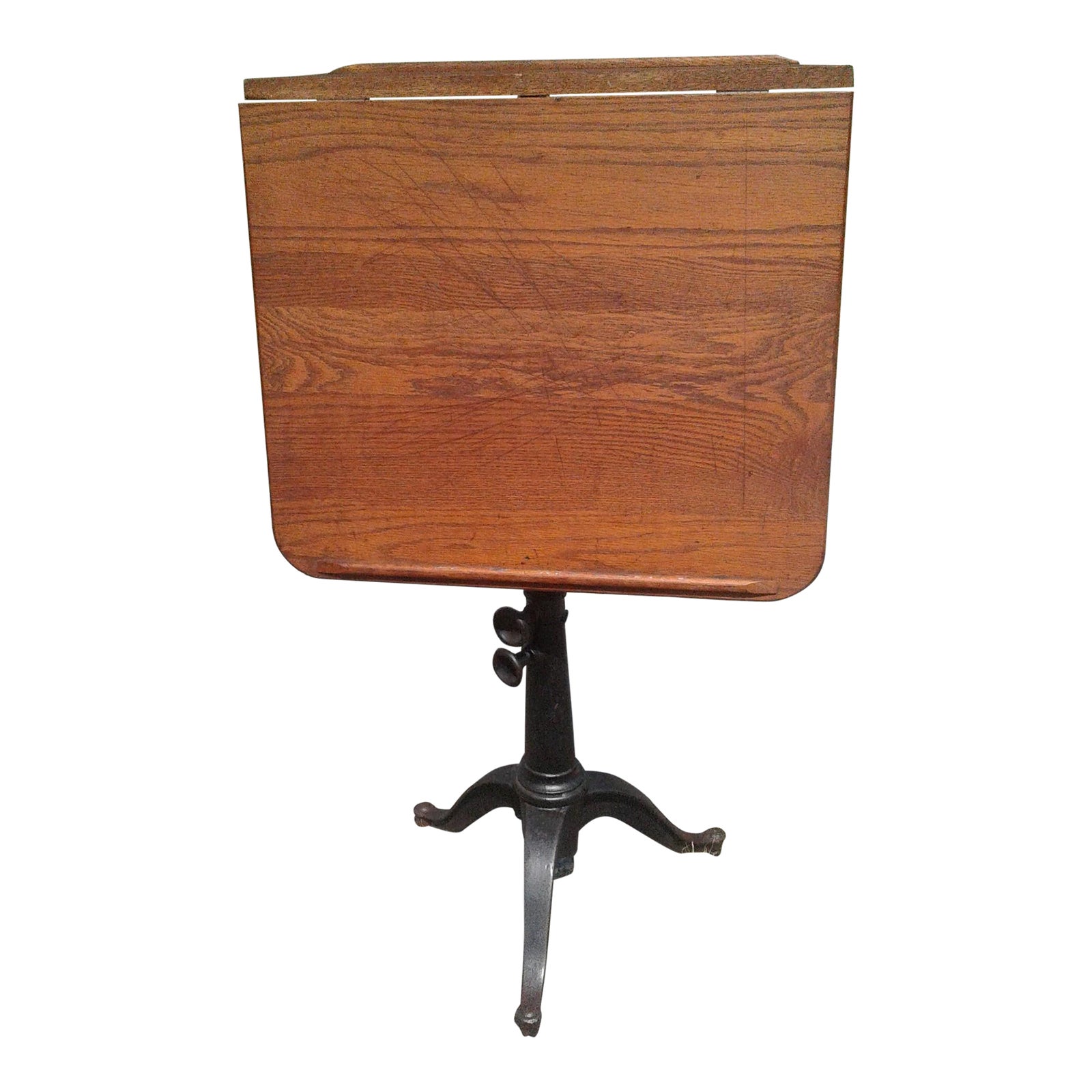 Antique Industrial Drafting Table or Artist Easel With Cast Iron Base ...