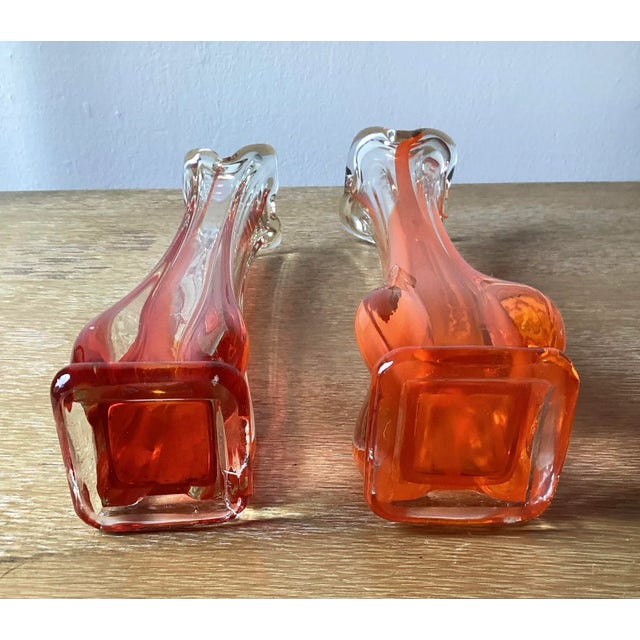 Mid Century Modern Murano Style Glass Vases a Pair | Chairish
