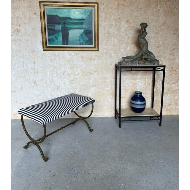 Spanish Gilt Iron Bench With Scrolled Feet | Chairish