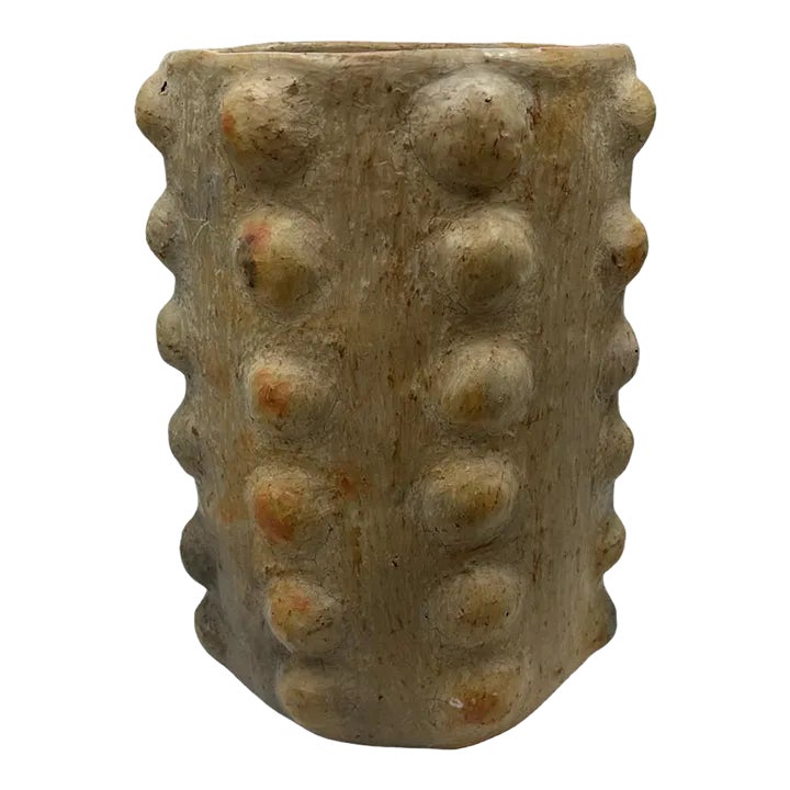 Sejnane Cylindrical Clay Bumpy Vessel - Light Large | Chairish