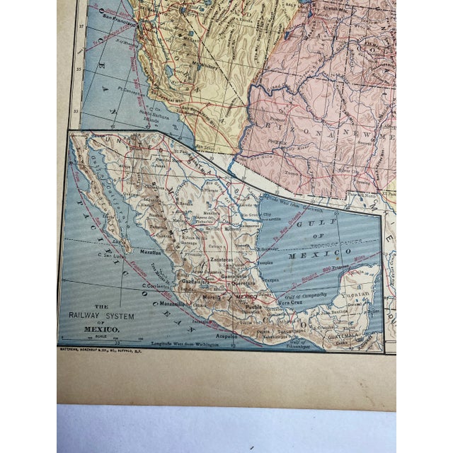 1883 Antique Commercial United States Routes Map | Chairish