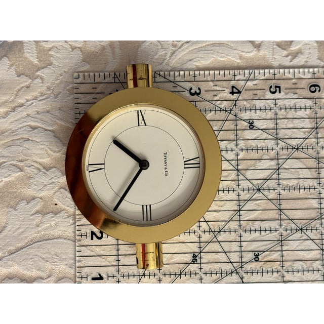 Vintage Brushed Brass Tiffany & Co. Swing Desk Clock With Swiveling ...