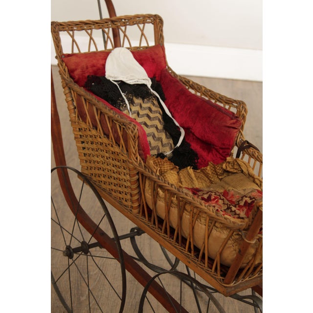 Antique Victorian Wicker Carriage Stroller with Umbrella | Chairish