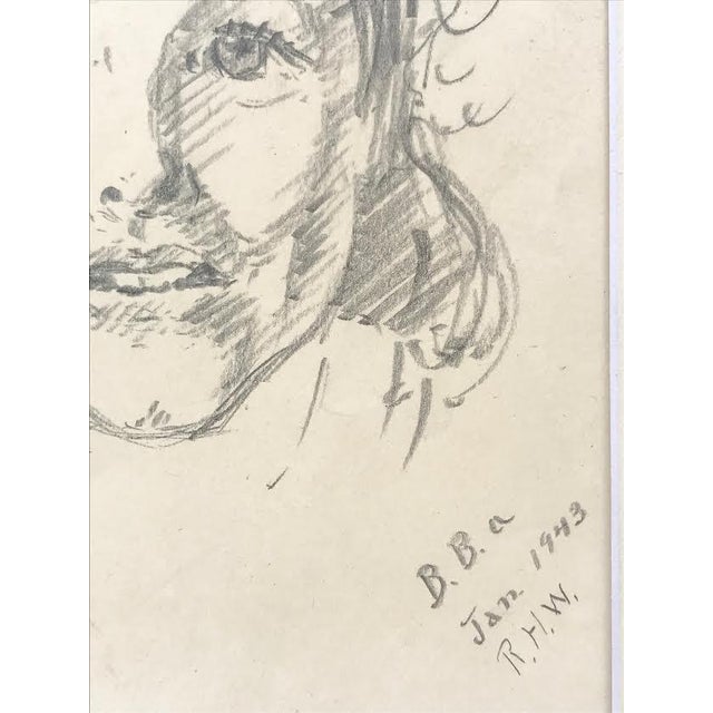 Vintage Drawing of a Young Girl by Robert Whitmore 1943 | Chairish