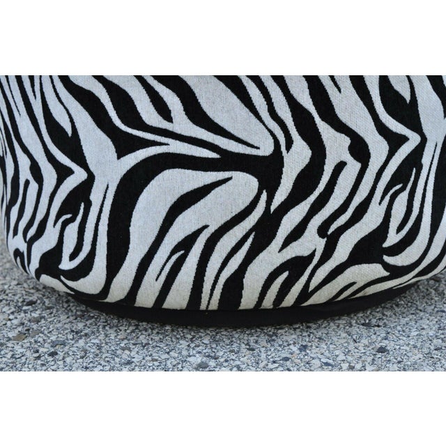 Modern Zebra Pattern Upholstered Round Swivel Club Lounge Chair | Chairish