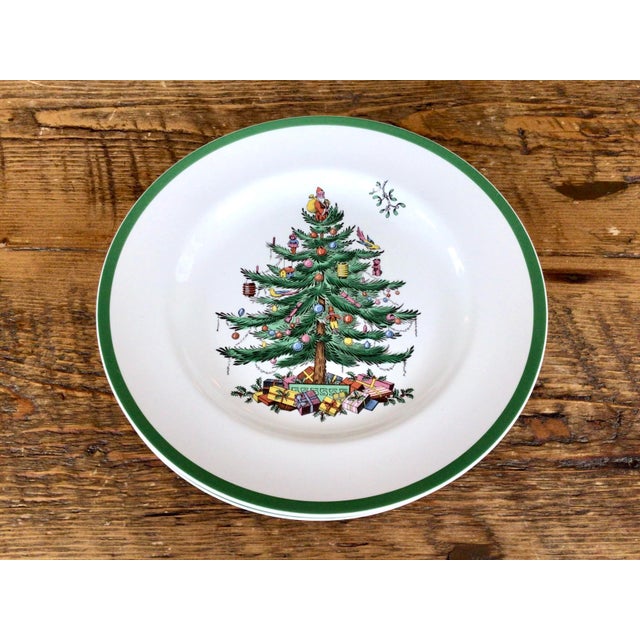 Four Vintage Spode Christmas Tree Dinner Plates | Chairish