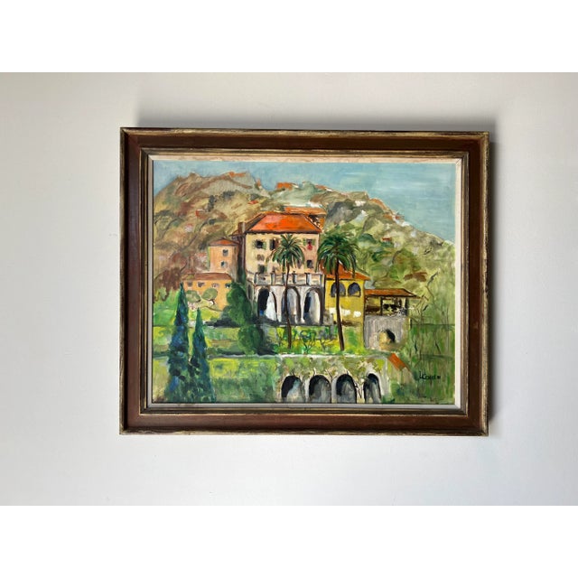 1970's Lester Cohen "The Villa " Impressionist Abstract Painting, Frame ...