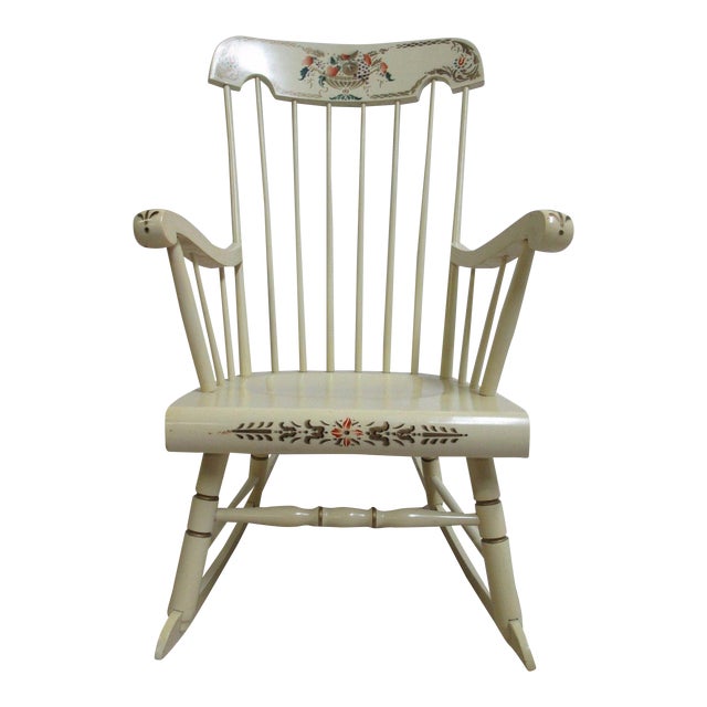 Bent Brothers White Hitchcock Painted Rocking Chair | Chairish