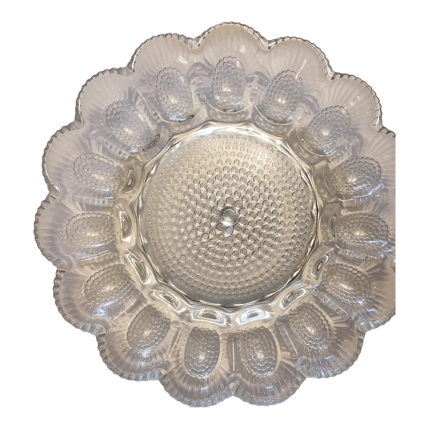 Vintage Indiana Glass Deviled Egg Plate Sparkling Hobnail Design | Chairish