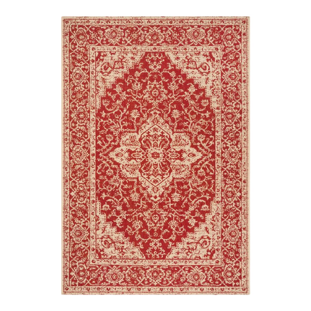 Marina Indoor Outdoor Rug Red & Cream 5'3"x7'6" | Chairish