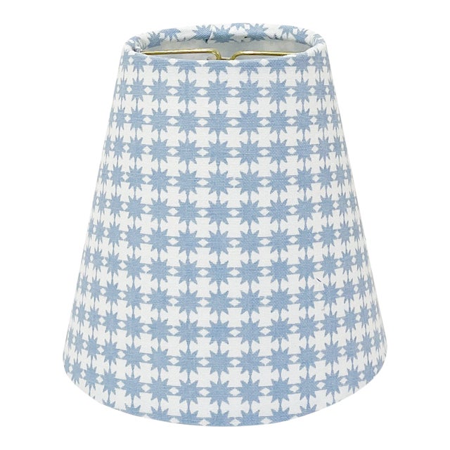 Light Blue Small Print Chandelier / Sconce Shade | Chairish