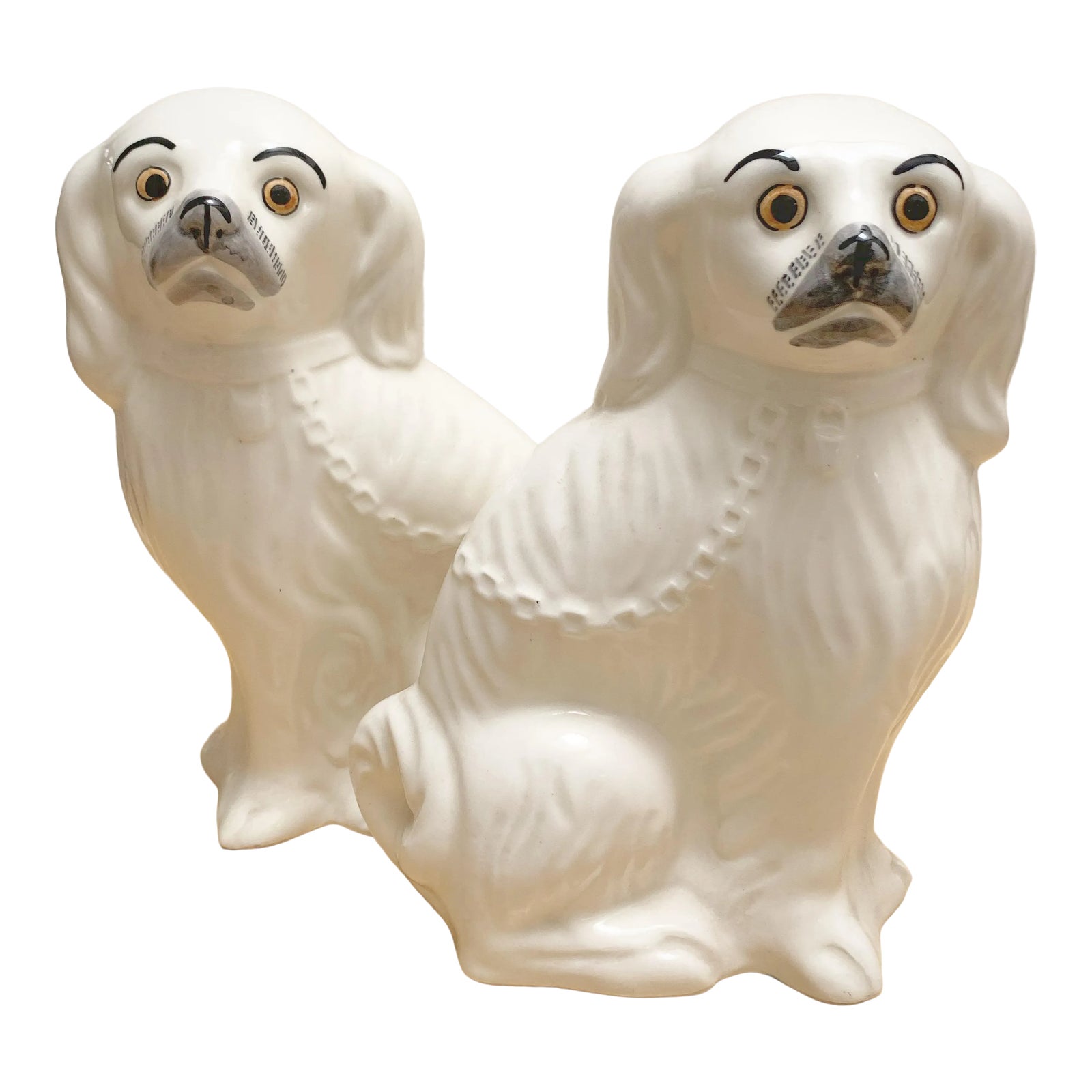 Set of Two Midcentury Ceramic Dog Statues | Chairish