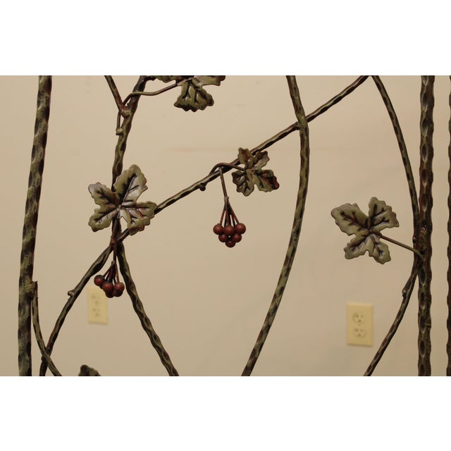 Wrought Iron 3 Panel Leaf & Berries Room Divider Folding Screen | Chairish