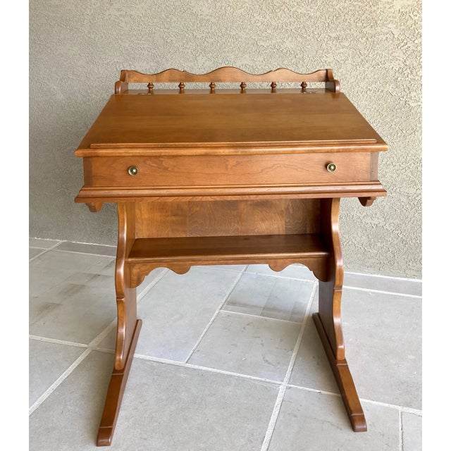 Mid 20th-Century Solid Maple Wood Schoolmaster’s Slant Top Trestle Base ...