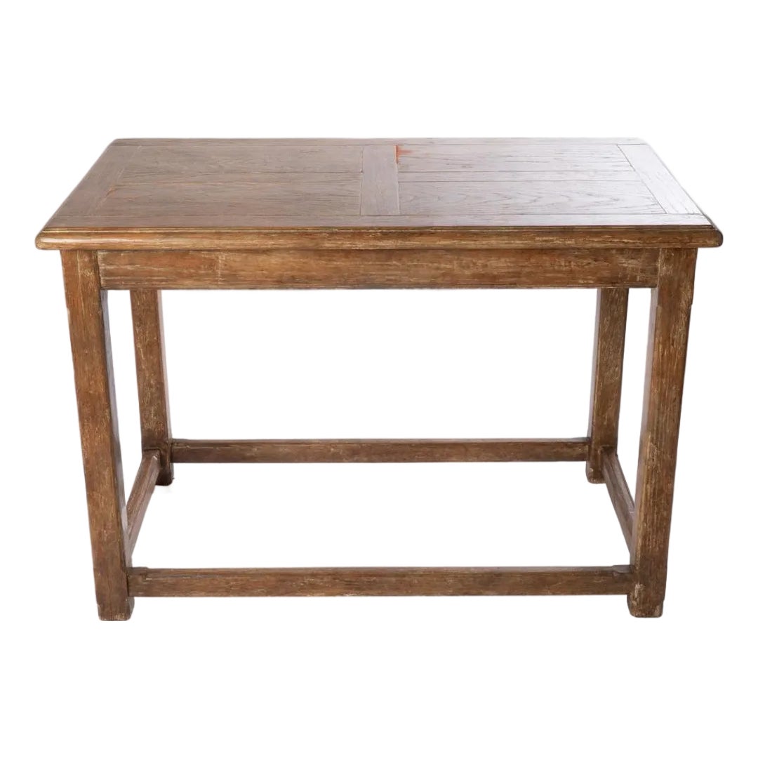 Late 20th Century Rustic Distressed Finish Oak Farmhouse Table | Chairish