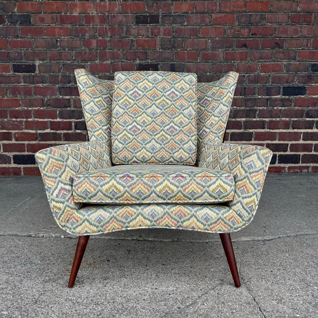 Outstanding Mid Century Modern Wing Back Lounge Chair and Ottoman ...