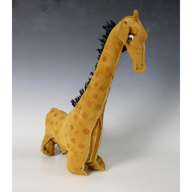 1970s Folk Art Suede Leather Giraffe Stuffed Animal | Chairish