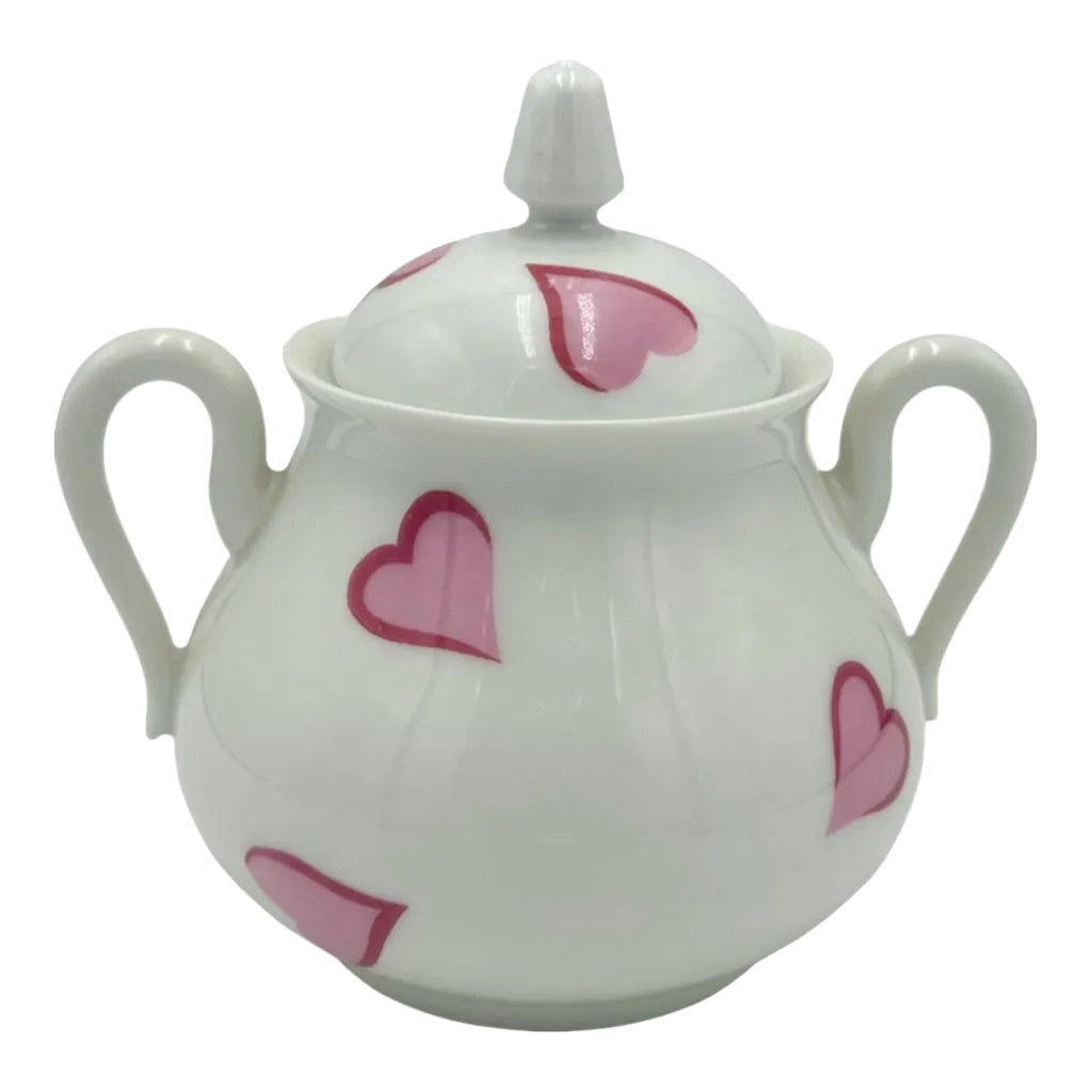 Mid 20th Century D. Porthault Paris Limoges Porcelain Coeurs Pink Hearts Sugar Bowl With Handles ...