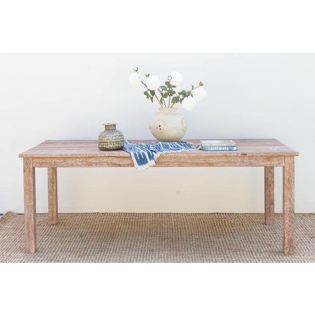 Whitewash Rustic Parson 7’ Dining Table | Chairish
