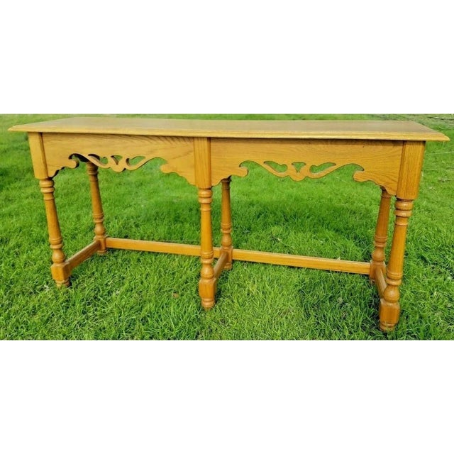 1980s Ethan Allen Canterbury Oak Console Table | Chairish