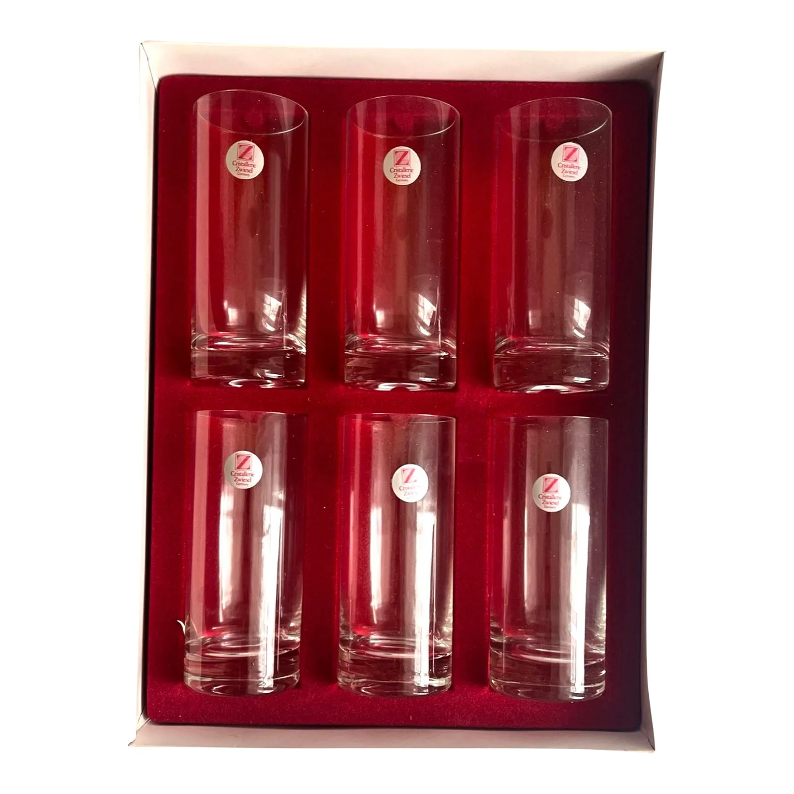 6 Tall Glasses Cristallerie Zwiesel Club Riviera, Germany 1980s. | Chairish