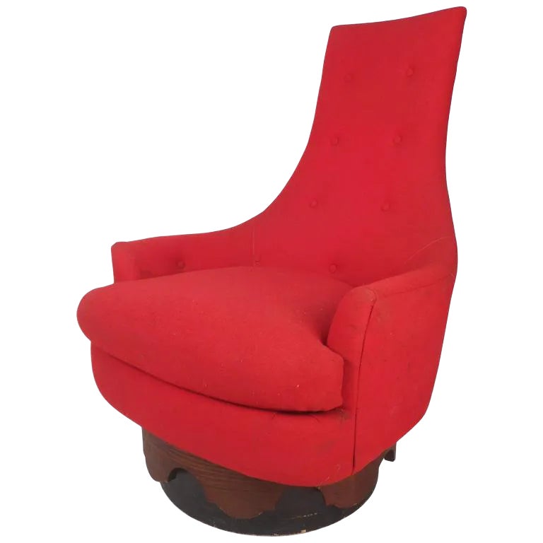 Mid-Century Modern High Back Swivel Lounge Chair by Rowe | Chairish