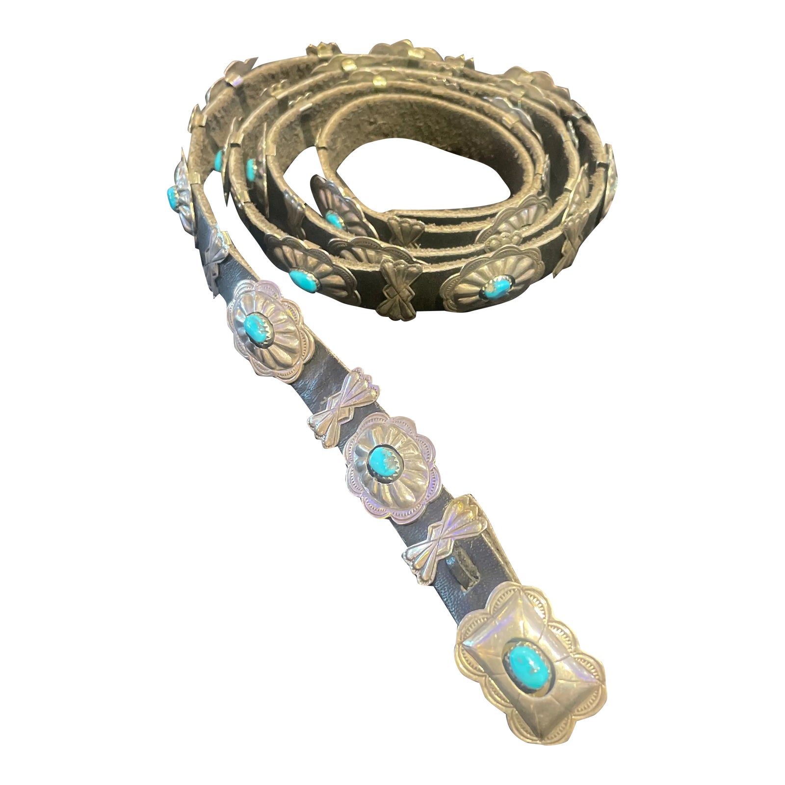 Vintage Navajo Sterling Silver Concha Belt With Sleeping Beauty ...