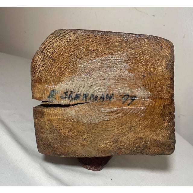 Vintage Hand Carved Wood Folk Art Glass Eye Bird Eagle Sculpture Statue ...