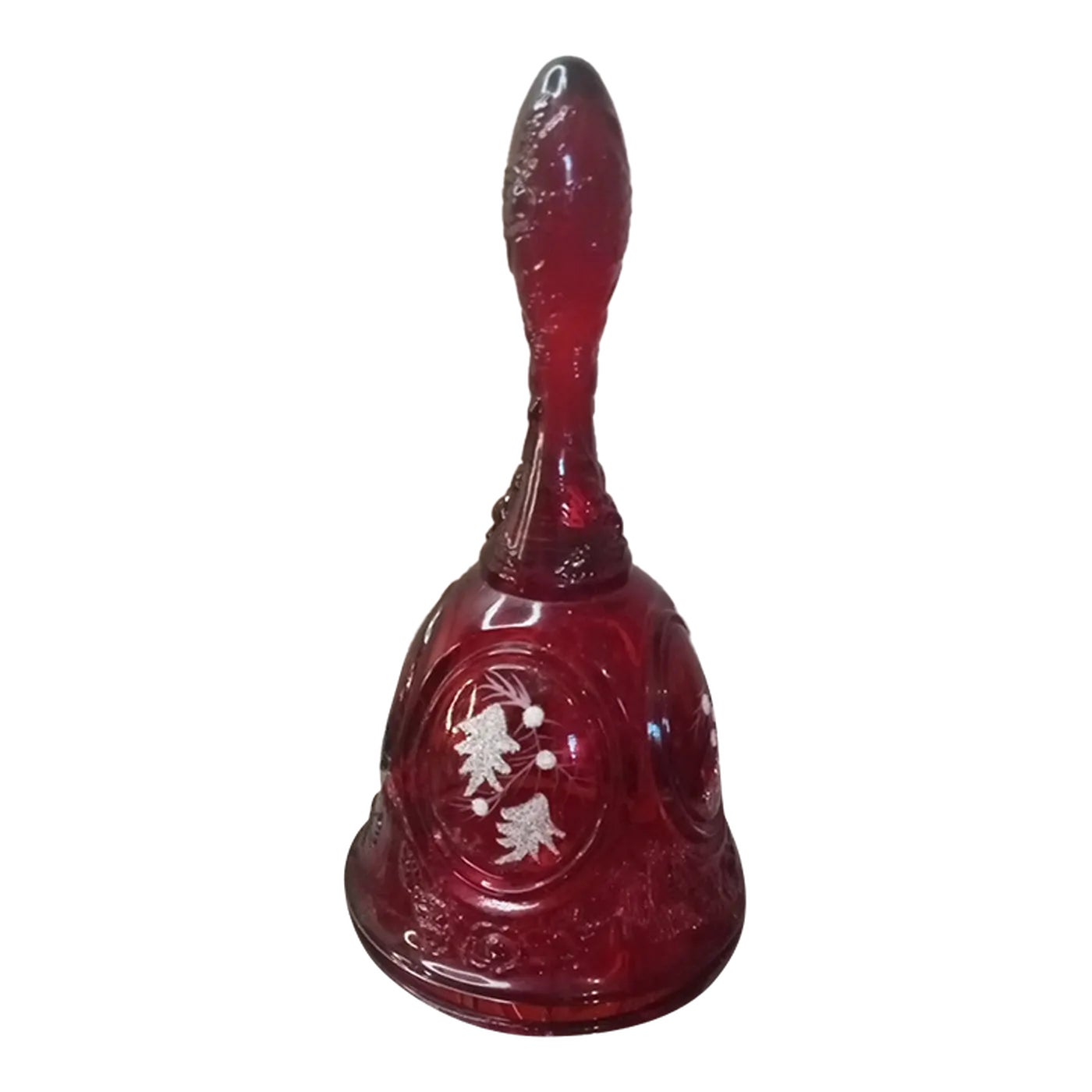 1970s Signed Fenton Handpainted Ruby Red Glass Bell Figurine | Chairish