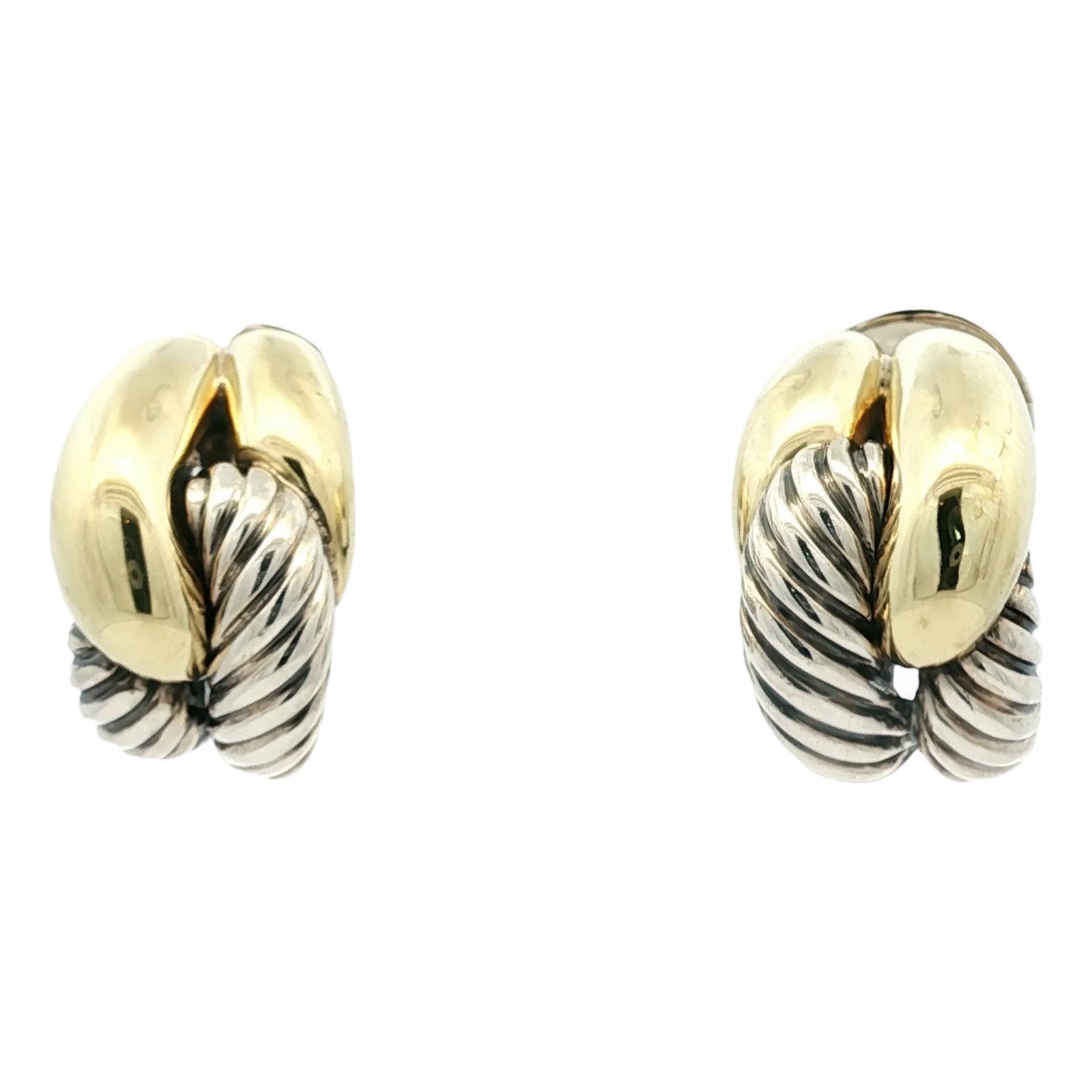 Vintage Yurman Sterling and 14k Labyrinth Cable Knot Earrings, A Pair ...