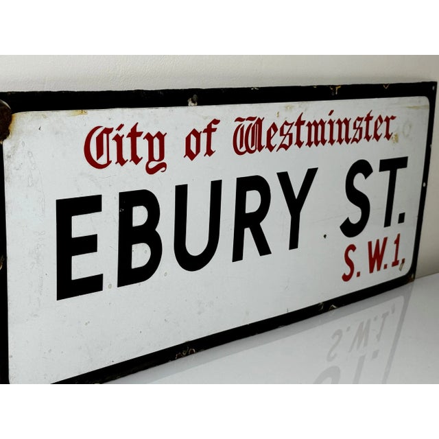 1940s British Enamel London Road Sign City of Westminster Ebury Street ...