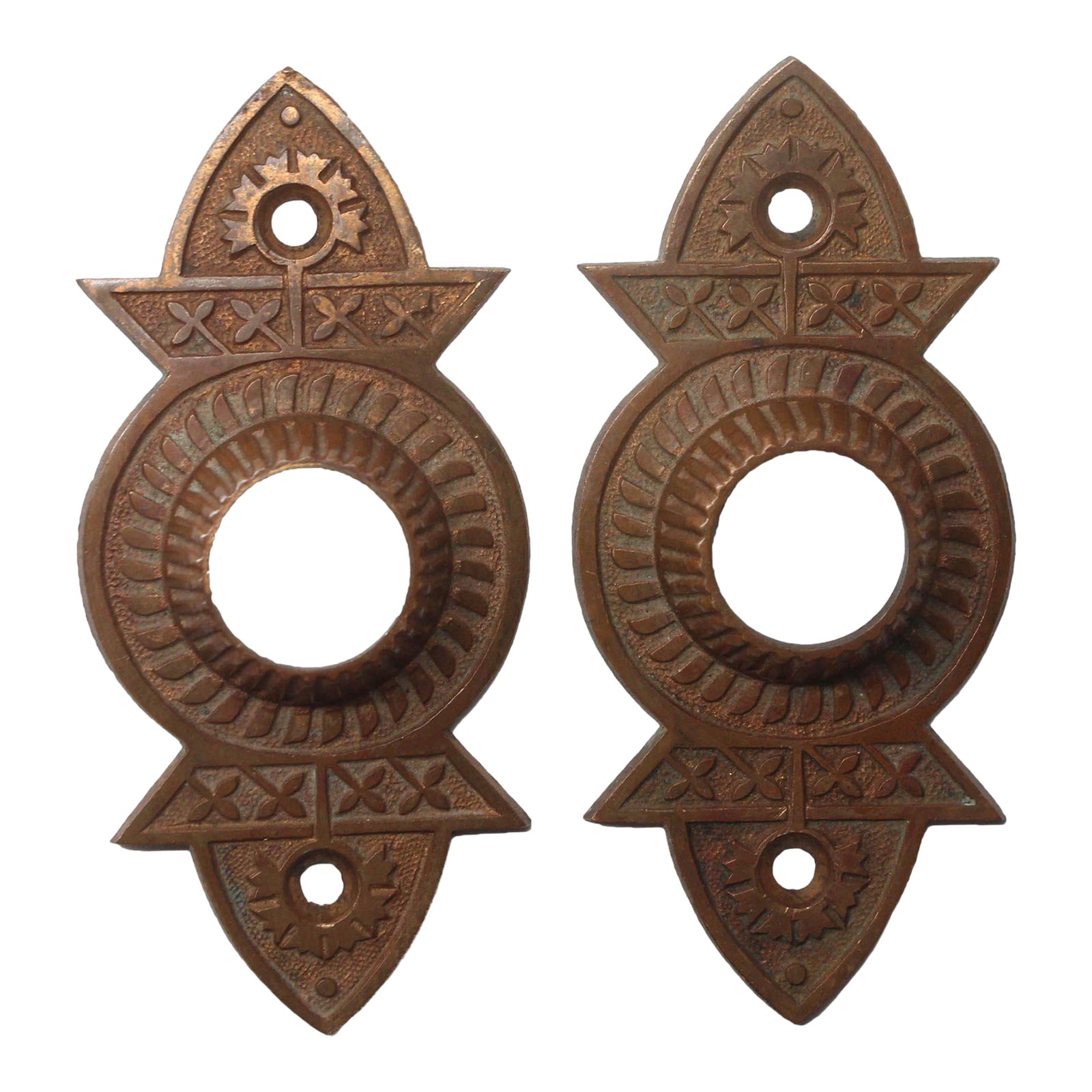 Antique Victorian Bronze Pair of Rosettes | Chairish