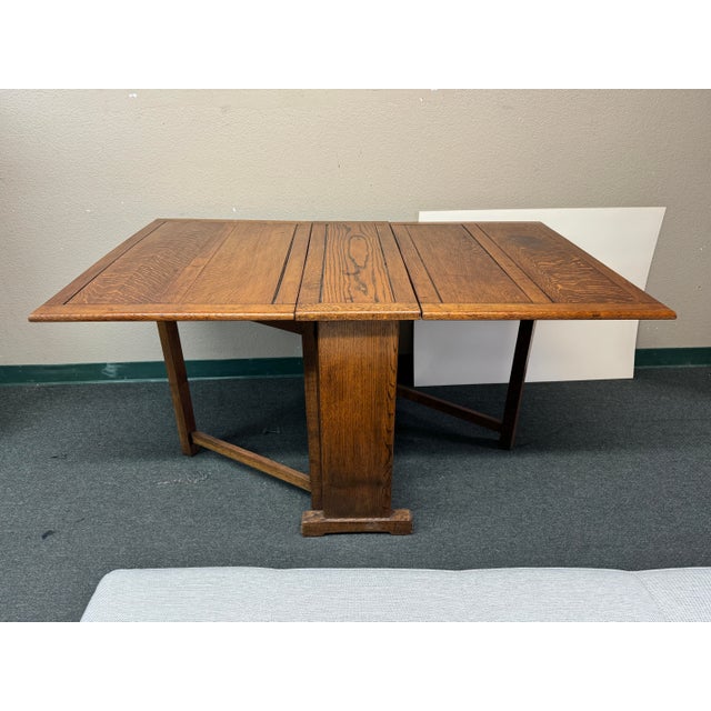 Vintage Oak Drop Leaf Wooden Table | Chairish