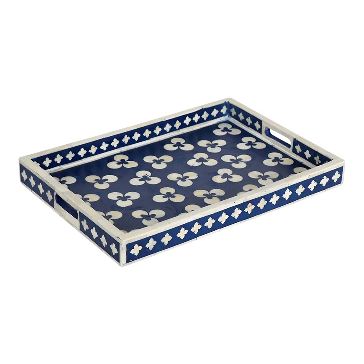 Chintamani Blue Bone Inlay Tray | Chairish