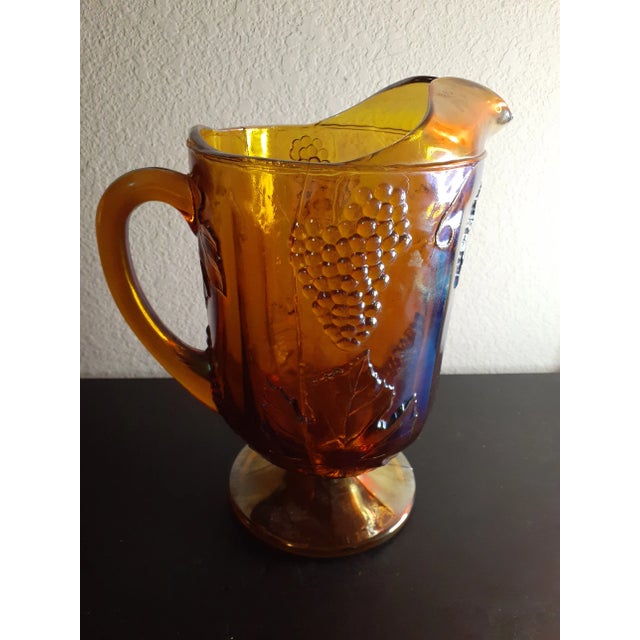 1970 Indiana Glass Marigold Carnival Glass Grape Pattern Large Pitcher ...