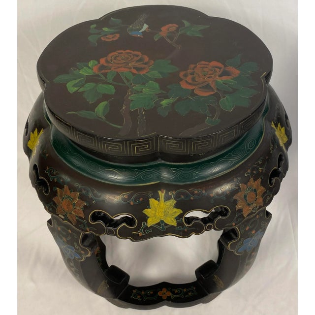 Pair of Chinese Hand Carved and Hand Painted Side Tables | Chairish