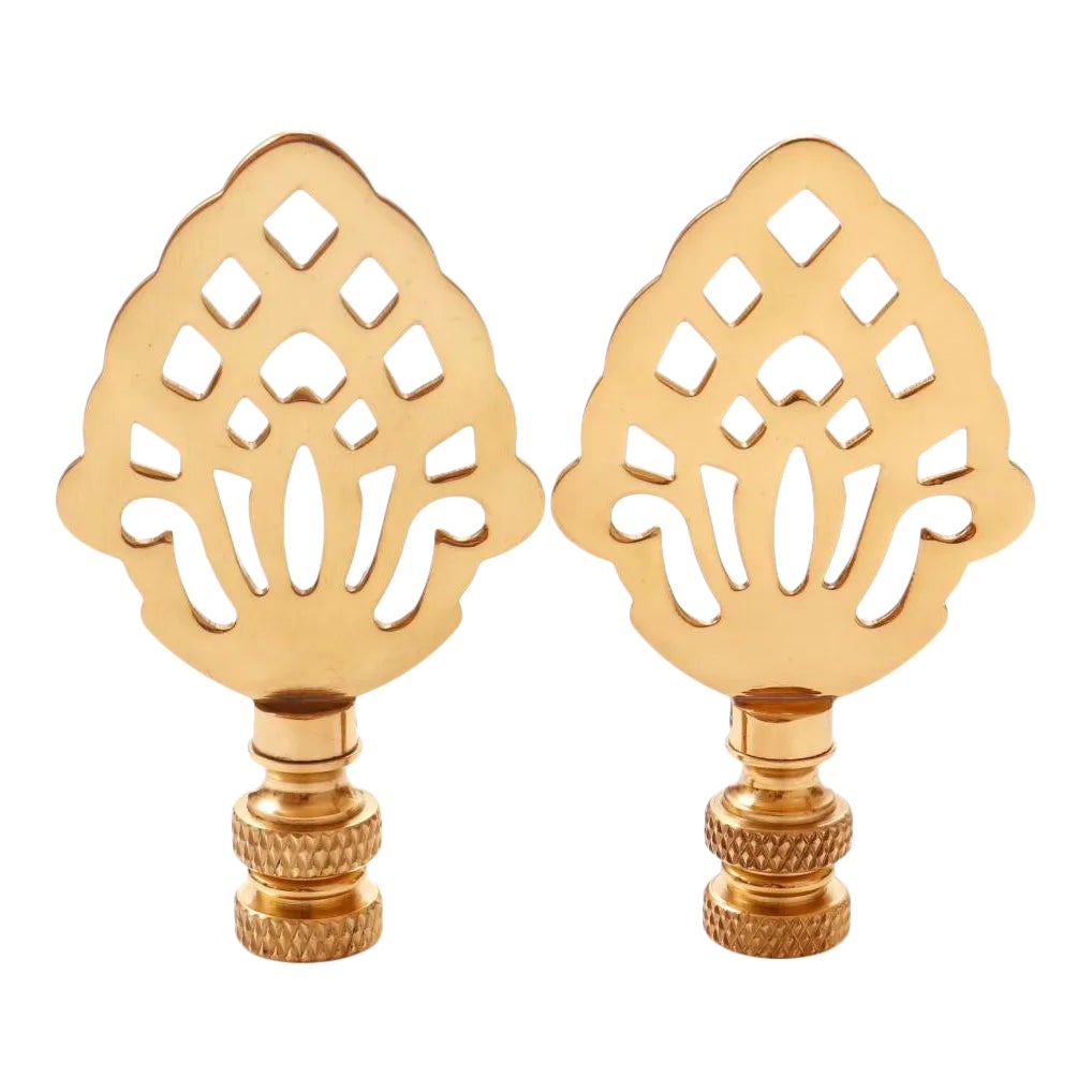 Pierced Brass Lamp Finials - a Pair | Chairish