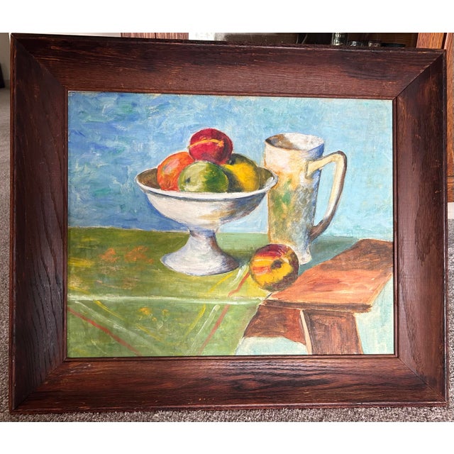 Vintage 1960’s Modernist Still Life Oil Painting With Wood Frame | Chairish