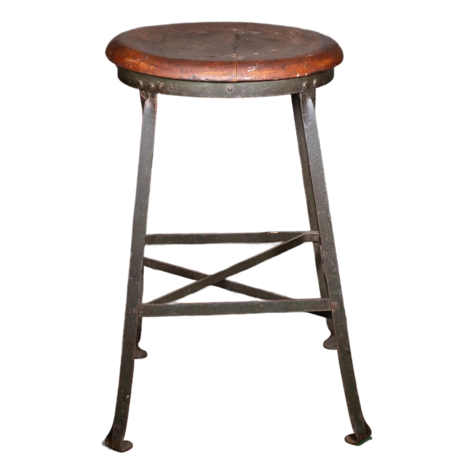 Vintage Industrial Pressed Steel Factory Stool c.1940 | Chairish