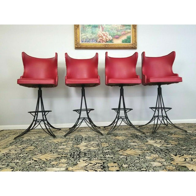 Vintage Mid-Century Deluxe Red Stools - Set of 4 | Chairish