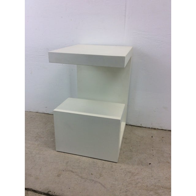 Post Modern Decorative Pedestal White Lacquer Geometric End Table ...