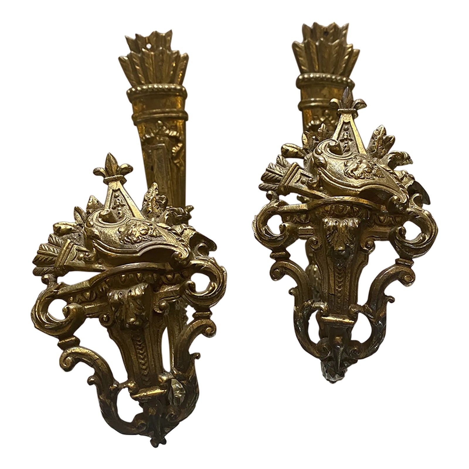 Pair of Late 19th Century French Gilt Bronze Curtain Tiebacks or Hooks ...