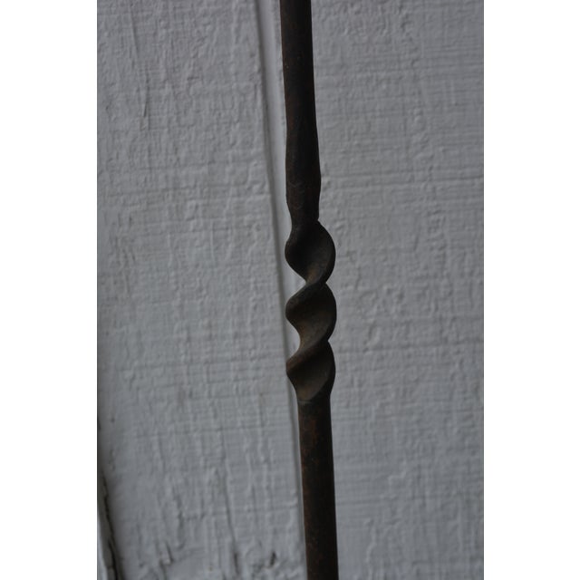 Vintage Pair of Hand-Forged Black Wrought Iron Floor Standing 3 Light ...