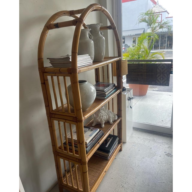 Vintage Four Shelves Rattan Bookshelf. | Chairish