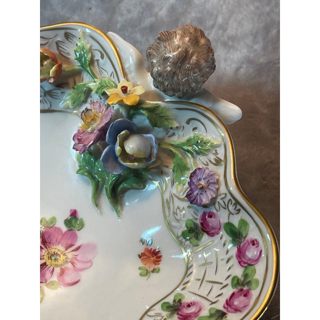 1900 - 1909 Dresden Antique Centerpiece Bowl With 3 Cherubs & Putti ...