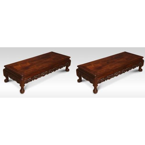 Chinese Hardwood Low Coffee Tables, Set of 2 | Chairish